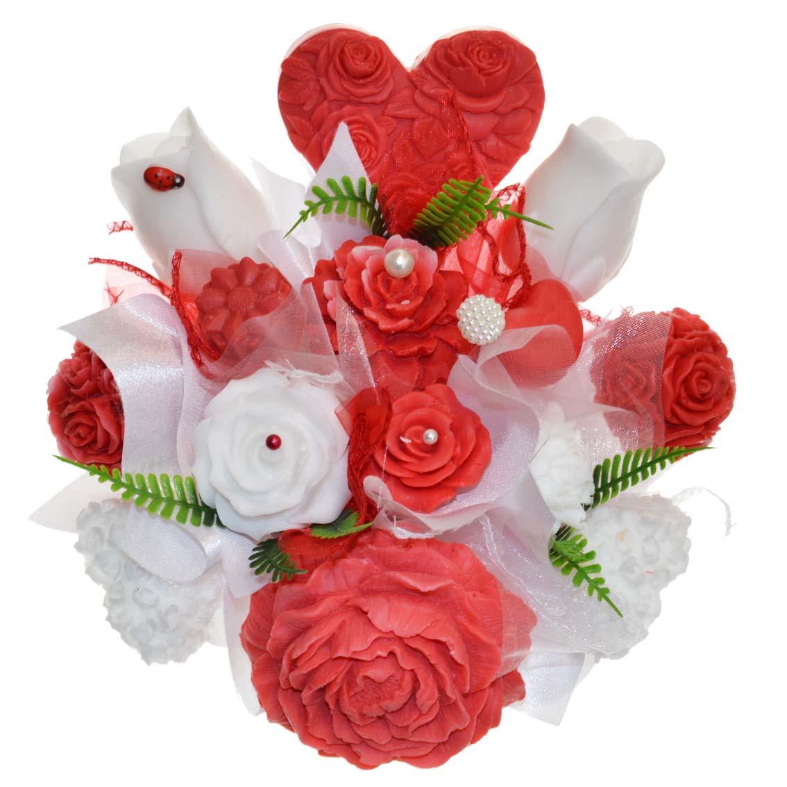 Mydlová Kytica - červeno biela | Darčeky u Katky